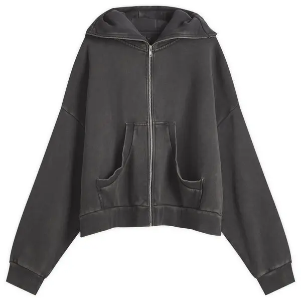 Entire Studios Full Zip Hoodie - Washed Black | Editorialist